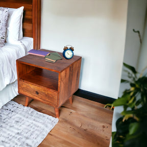 Tundra Mango Wood Bedside Table - Red Candy