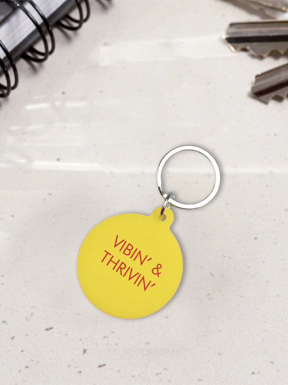 Vibin' & Thrivin' Acrylic Keyring in Yellow and Pink – Red Candy